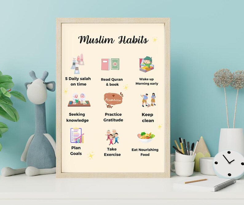Muslim Habit Poster Muslim Kids Wall Art Islamic Nursery Prints Islamic ...