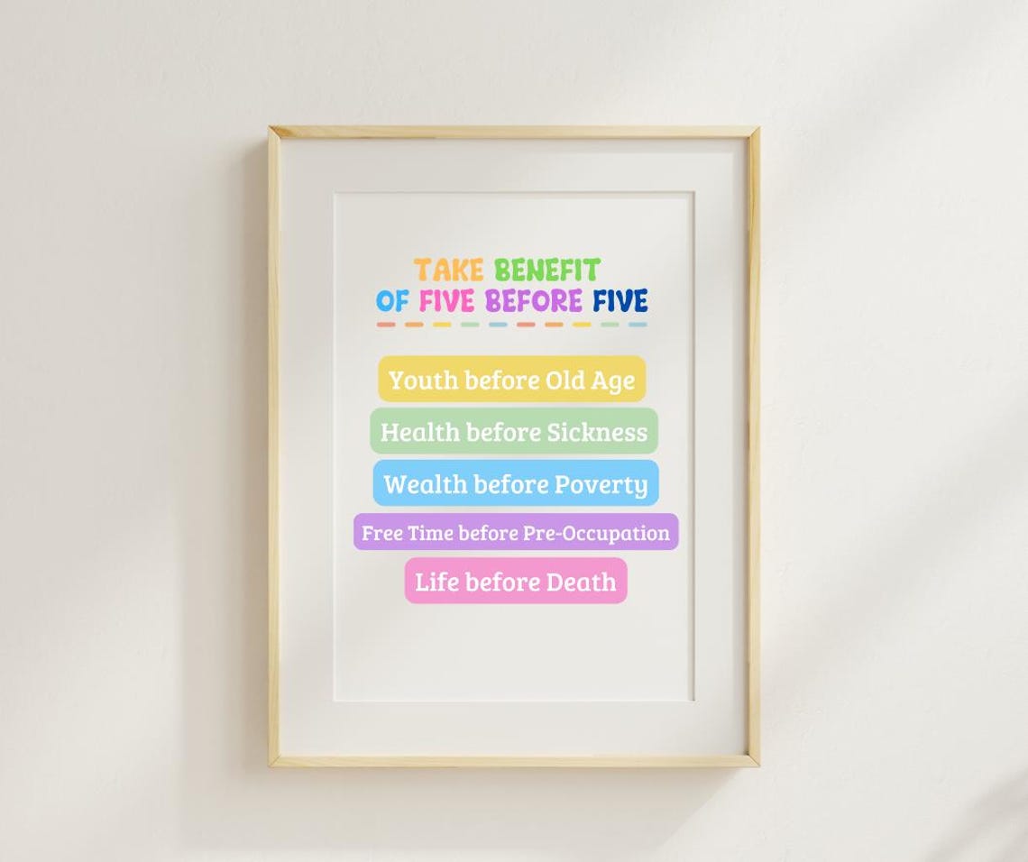 Take Benefit of Five Before Five Poster Educational Wall Art Classroom ...