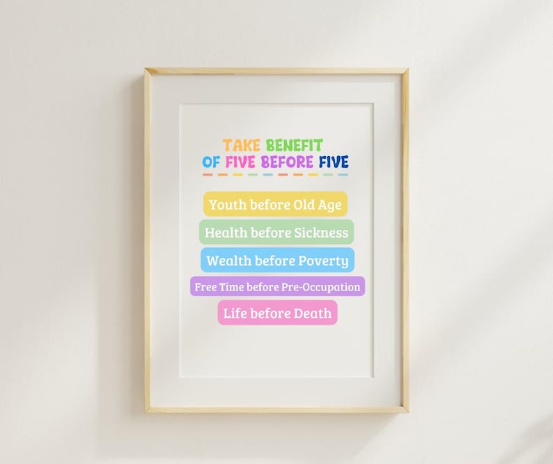 Take Benefit of Five Before Five Poster Educational Wall Art Classroom ...