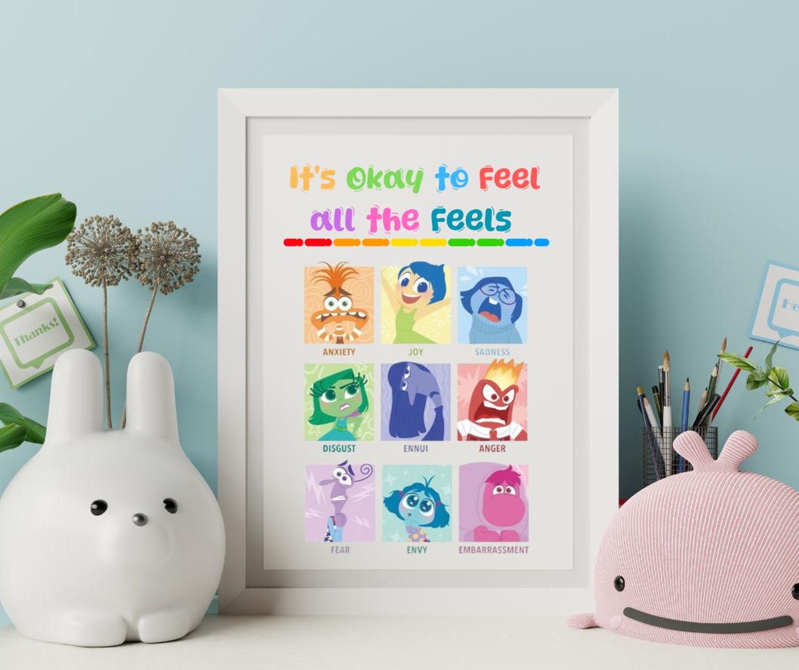 It's Okay to Feel Inside Out 2 Boho Classroom Decor Feelings Chart ...