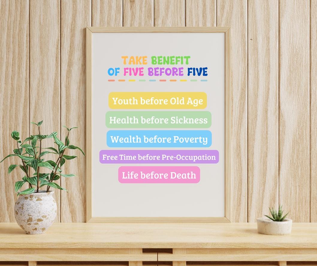 Take Benefit of Five Before Five Poster Educational Wall Art Classroom ...