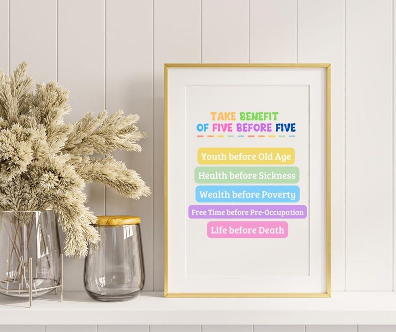Take Benefit of Five Before Five Poster Educational Wall Art Classroom ...