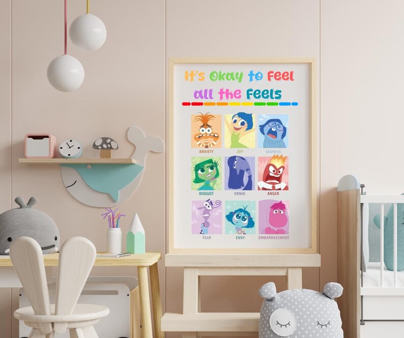 It's Okay to Feel Inside Out 2 Boho Classroom Decor Feelings Chart ...