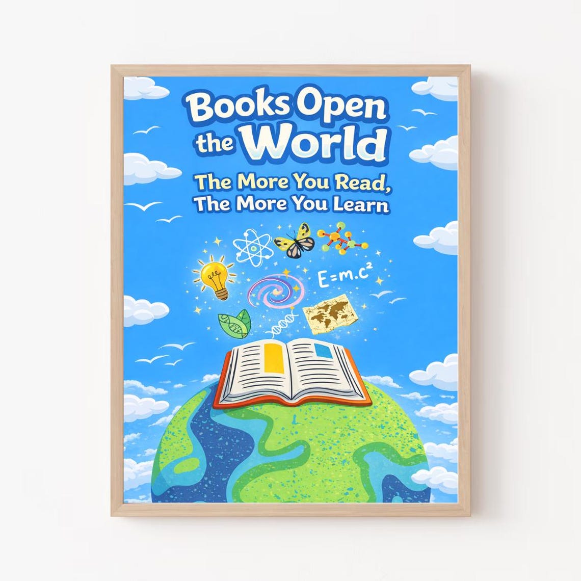 Books Open the World Poster Reading Wall Art Printable,kids Learning ...
