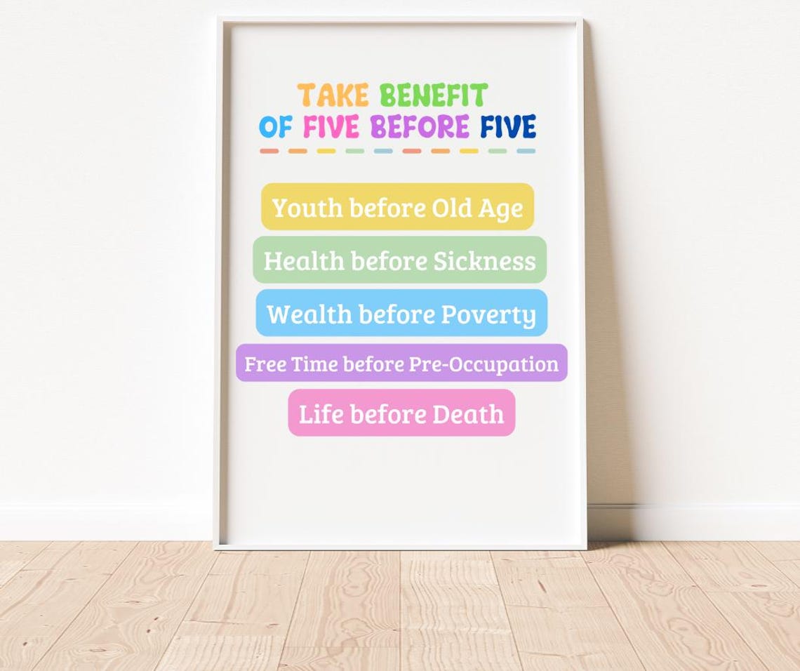 Take Benefit of Five Before Five Poster Educational Wall Art Classroom ...