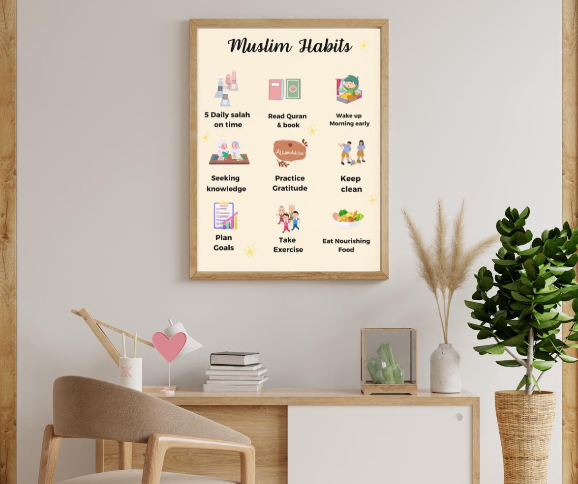 Muslim Habit Poster Muslim Kids Wall Art Islamic Nursery Prints Islamic ...