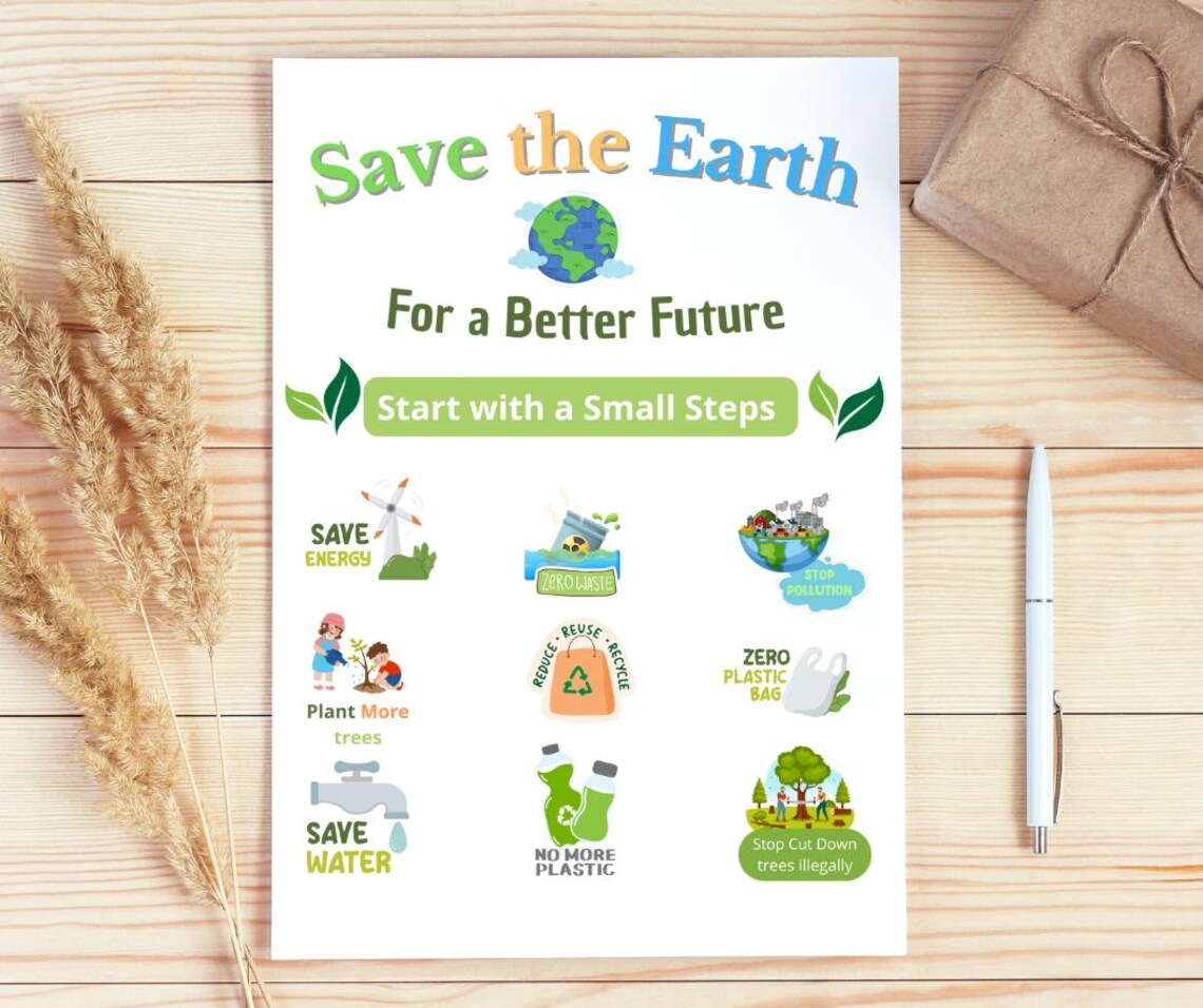 Save the Planet Digital Download Earth Day Printable Go Green Pre ...