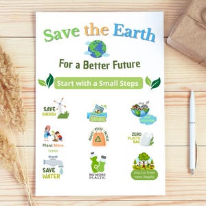Save the Planet Digital Download Earth Day Printable Go Green Pre ...