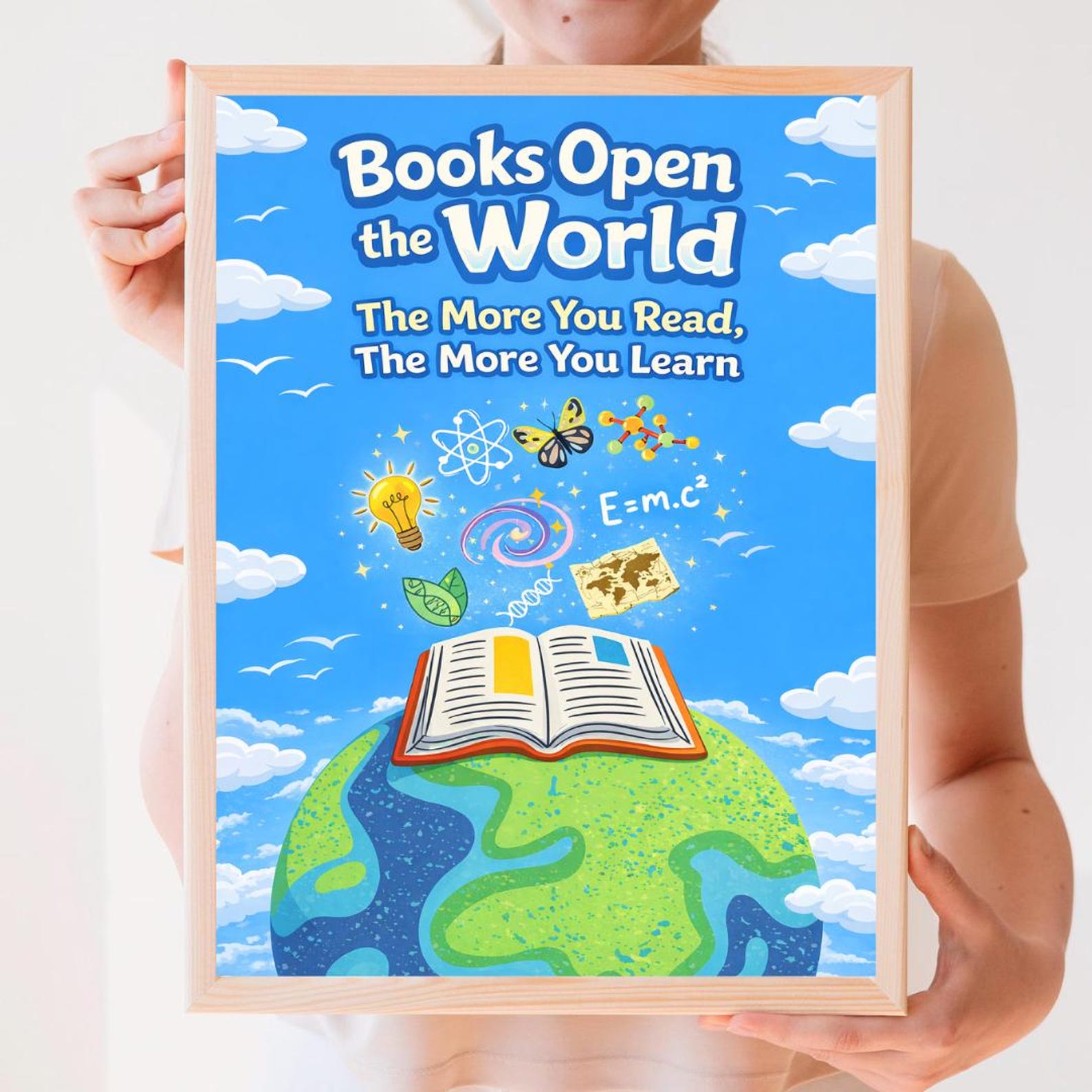 Books Open the World Poster Reading Wall Art Printable,kids Learning ...