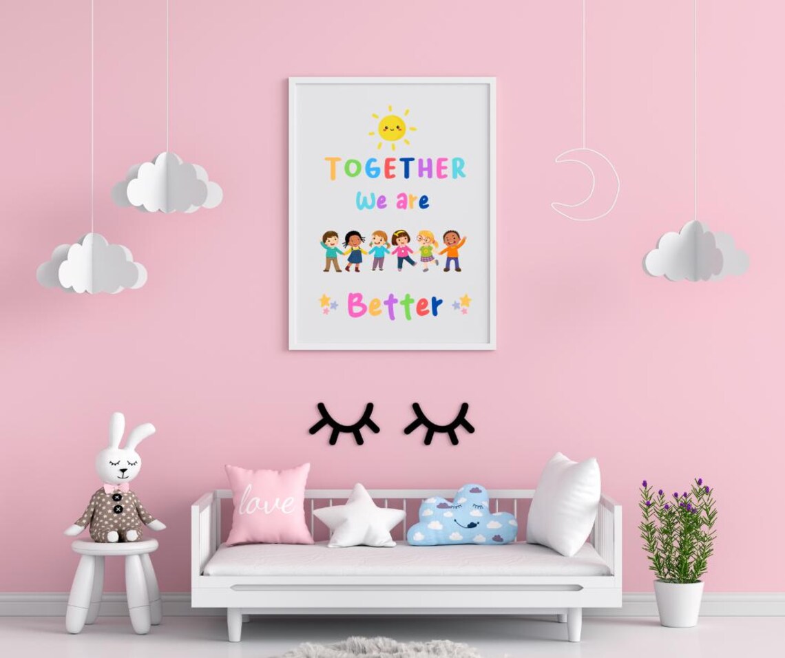 Together We Are Better Sign for Preschool Classroom and Kids-diversity ...