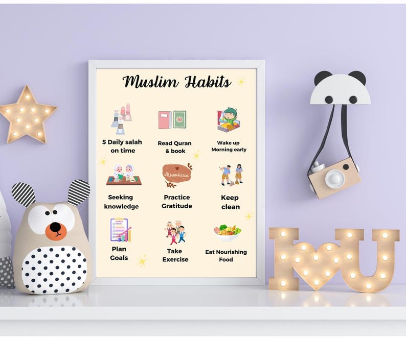 Muslim Habit Poster Muslim Kids Wall Art Islamic Nursery Prints Islamic ...
