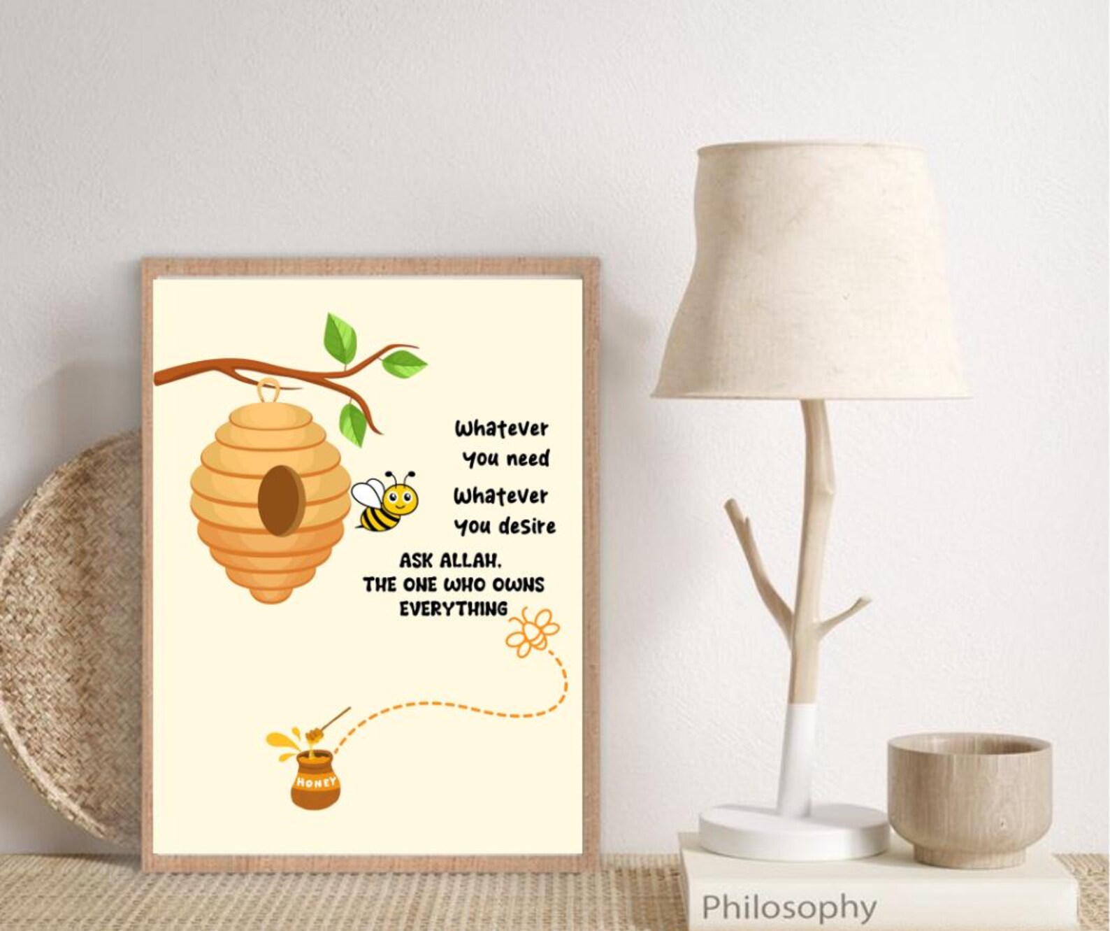 Honey Bee Theme Islamic Printable Kids Room Nursery Islamic Toddler ...