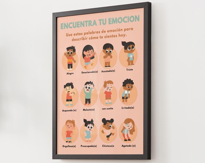 Emotions and Feelings Chart, English and Spanish, Diversity Poster ...