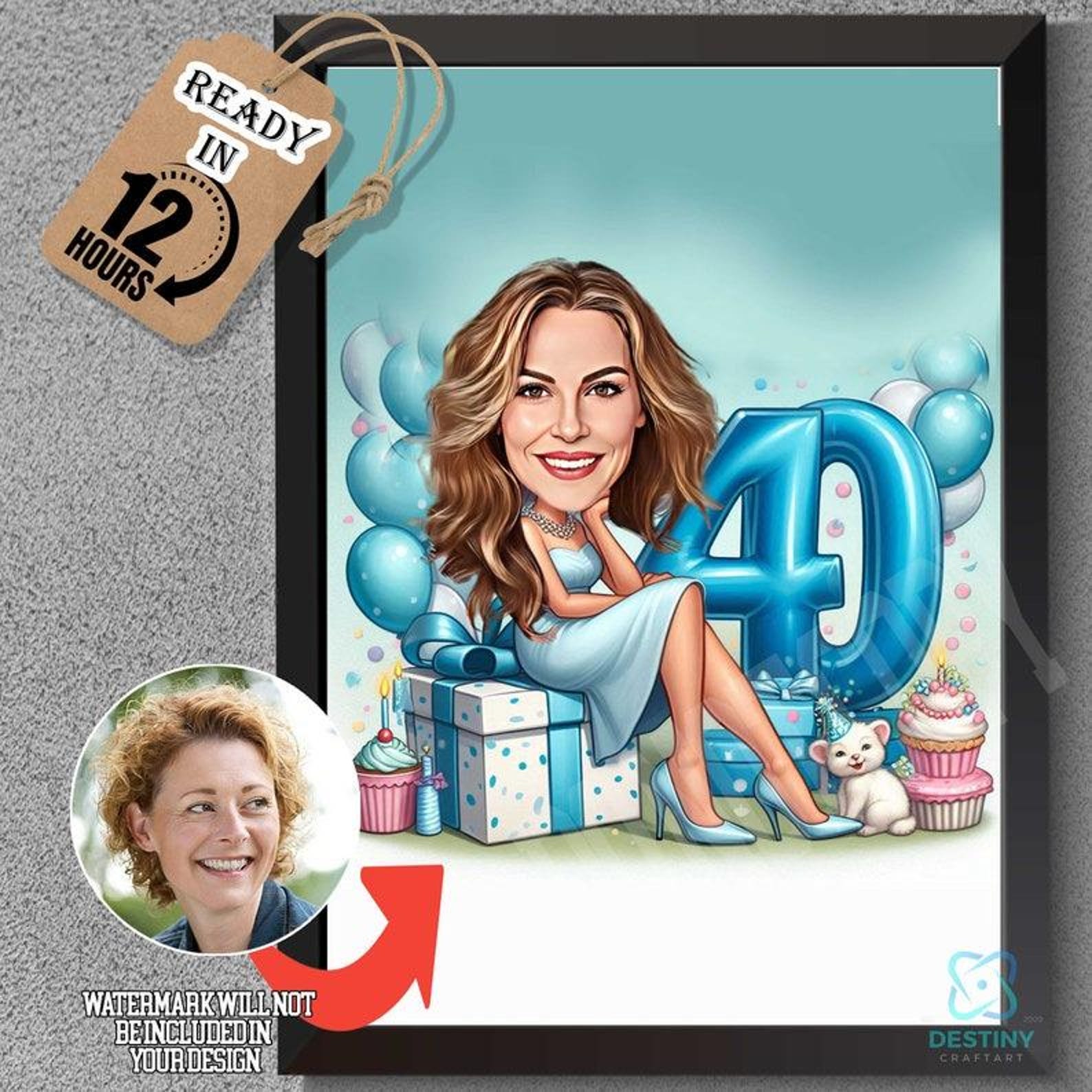 Customized 40th Birthday Caricature From Photos, Happy Birthday Cartoon ...