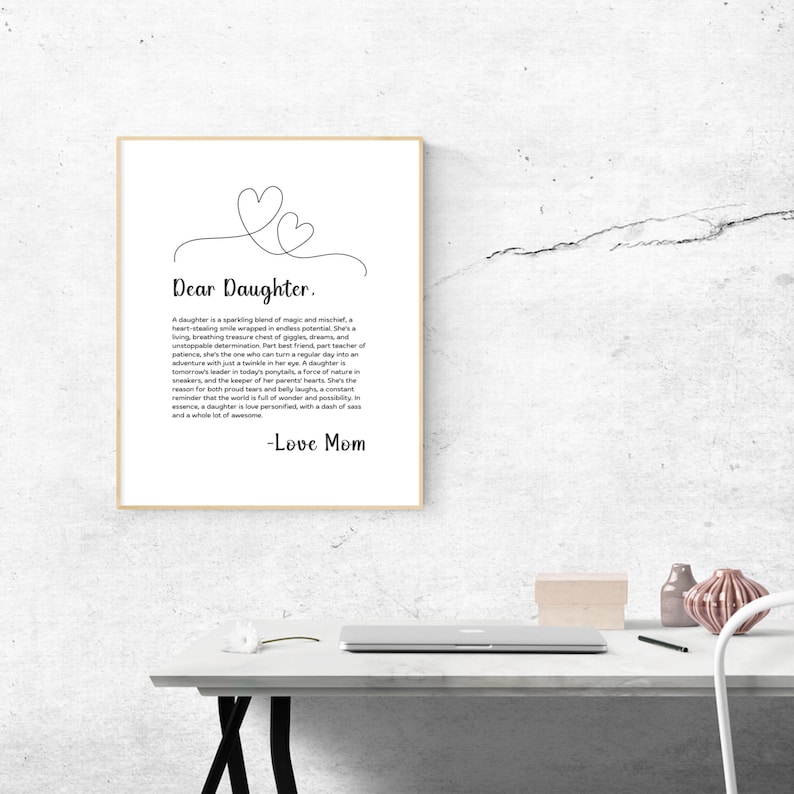 Dear Daughter Letter Printable Wall Art, Heartfelt Daughter Letter ...