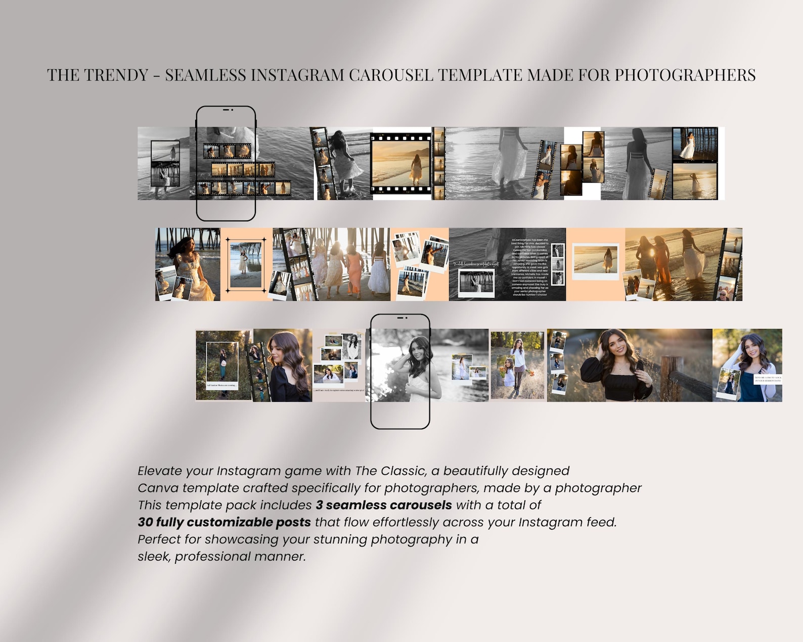 Instagram Seamless Carousel Template for Photographers, Social Media ...