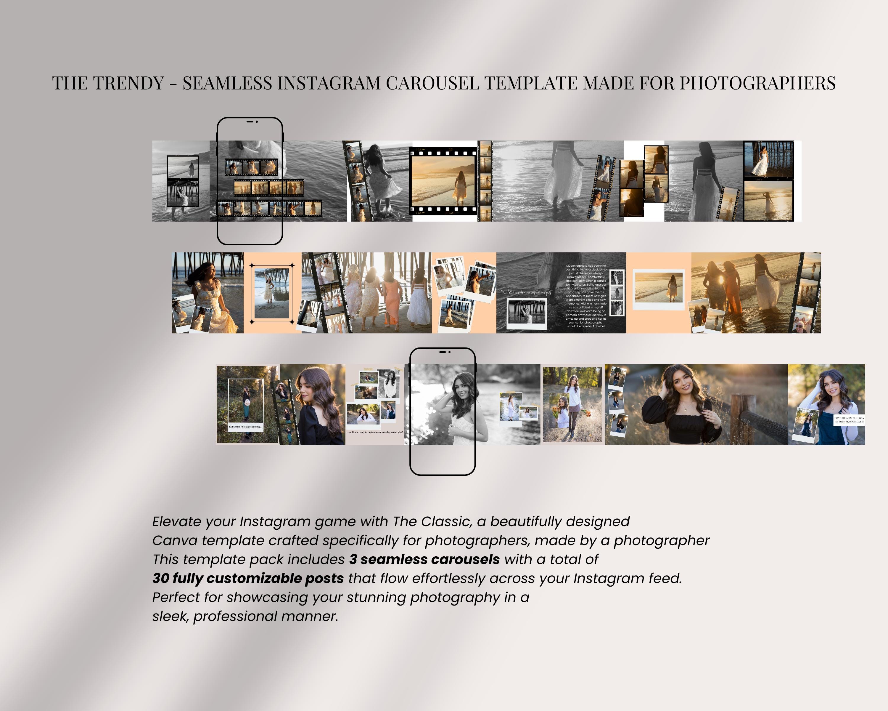 Instagram Seamless Carousel Template for Photographers, Social Media ...