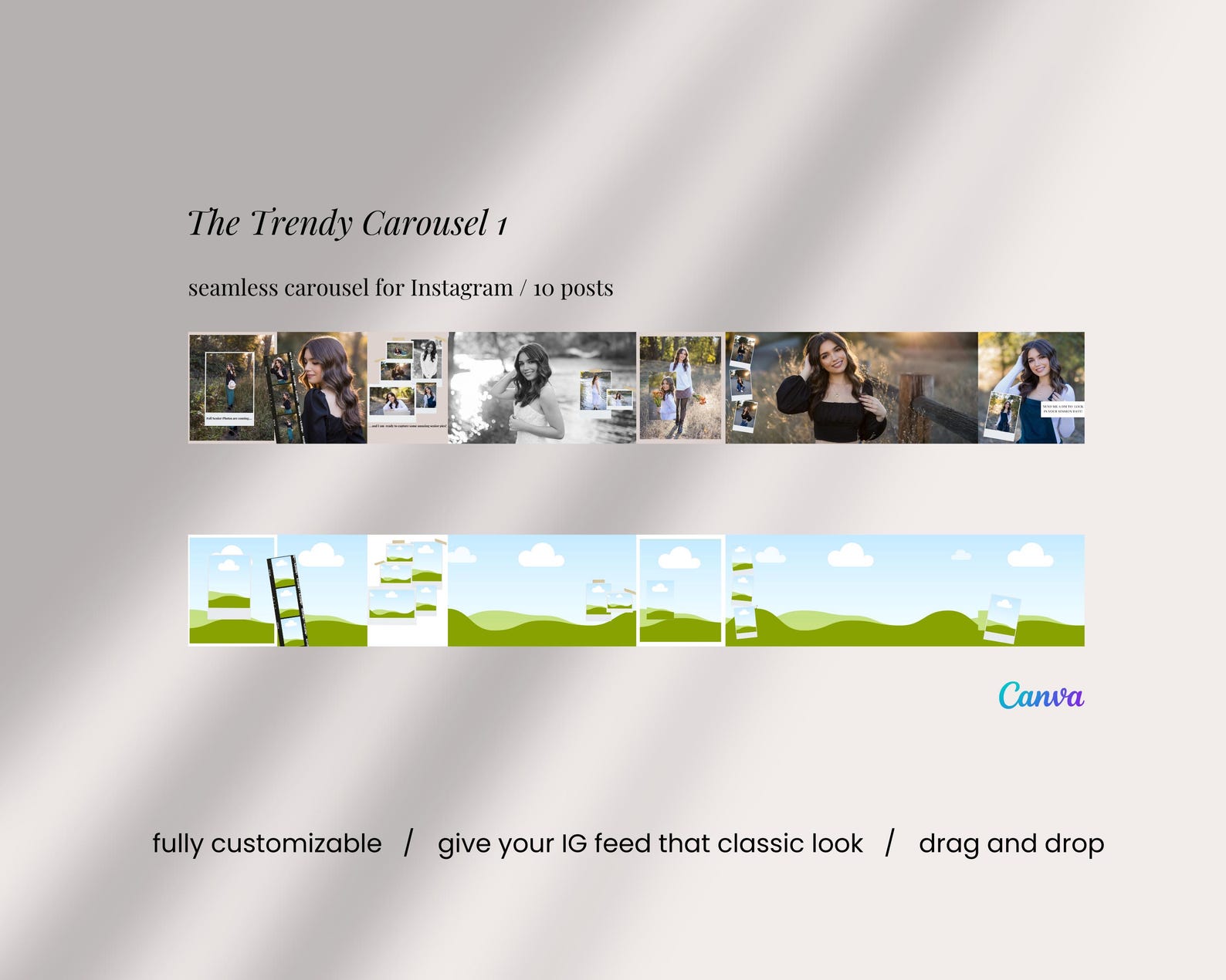 Instagram Seamless Carousel Template for Photographers, Social Media ...