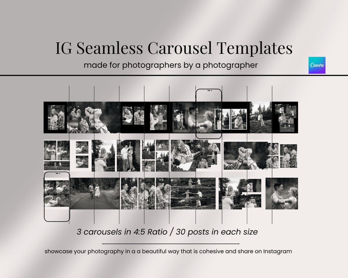 Instagram Seamless Carousel Template for Photographers, Social Media ...