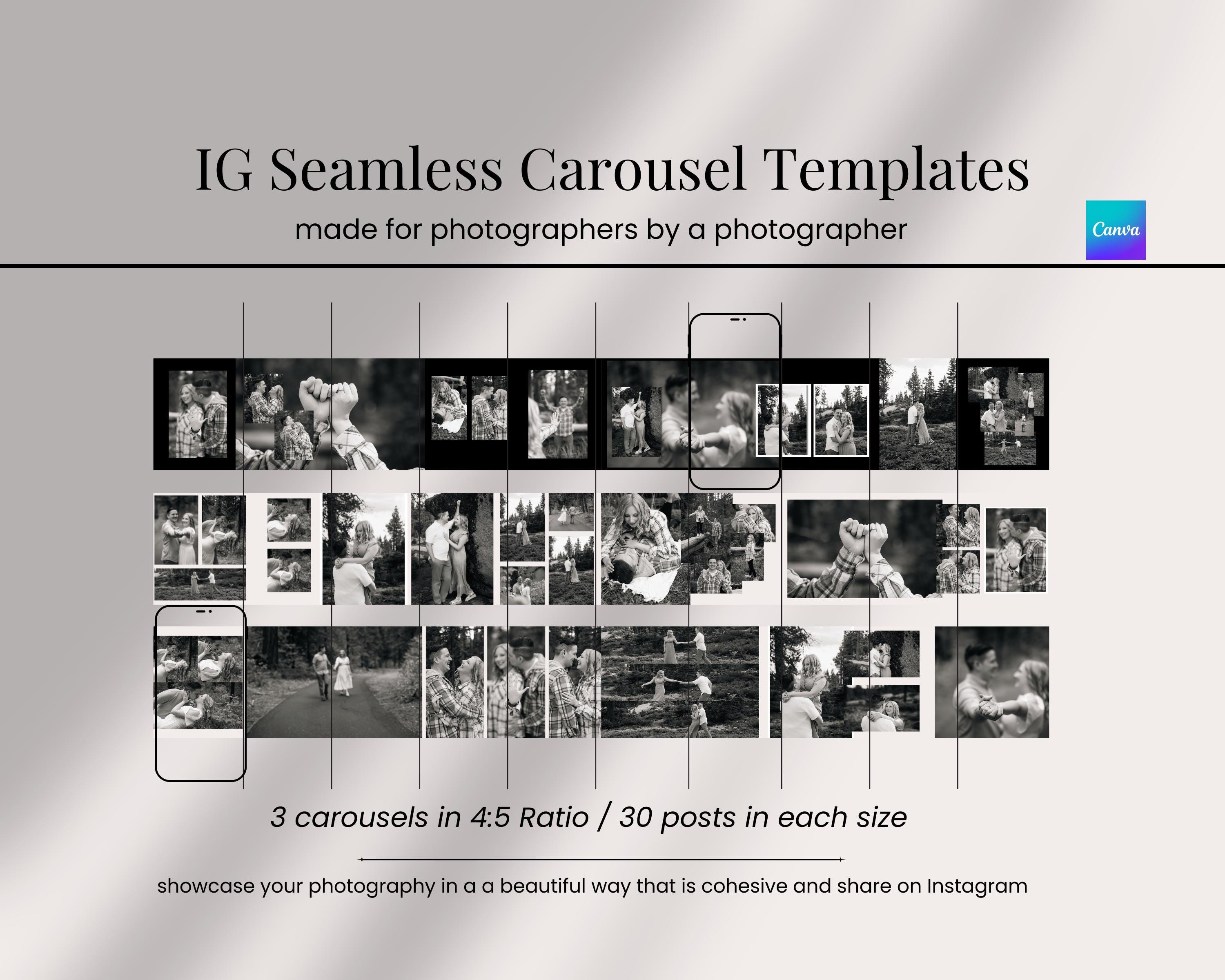 Instagram Seamless Carousel Template for Photographers, Social Media ...