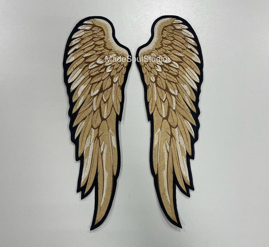 Embroidered Golden Angel Wings Patch Set: Iron on Jacket Patches - Etsy