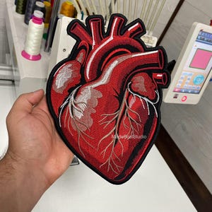 Embroidered ANATOMICAL HEART Patch Large Iron on Patch for Jackets Red ...
