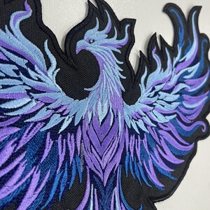 Embroidered BLUE PURPLE Fire PHOENIX Patch Large Iron on Patch for ...
