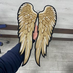 Embroidered Golden Angel Wings Patch Set: Iron on Jacket Patches - Etsy
