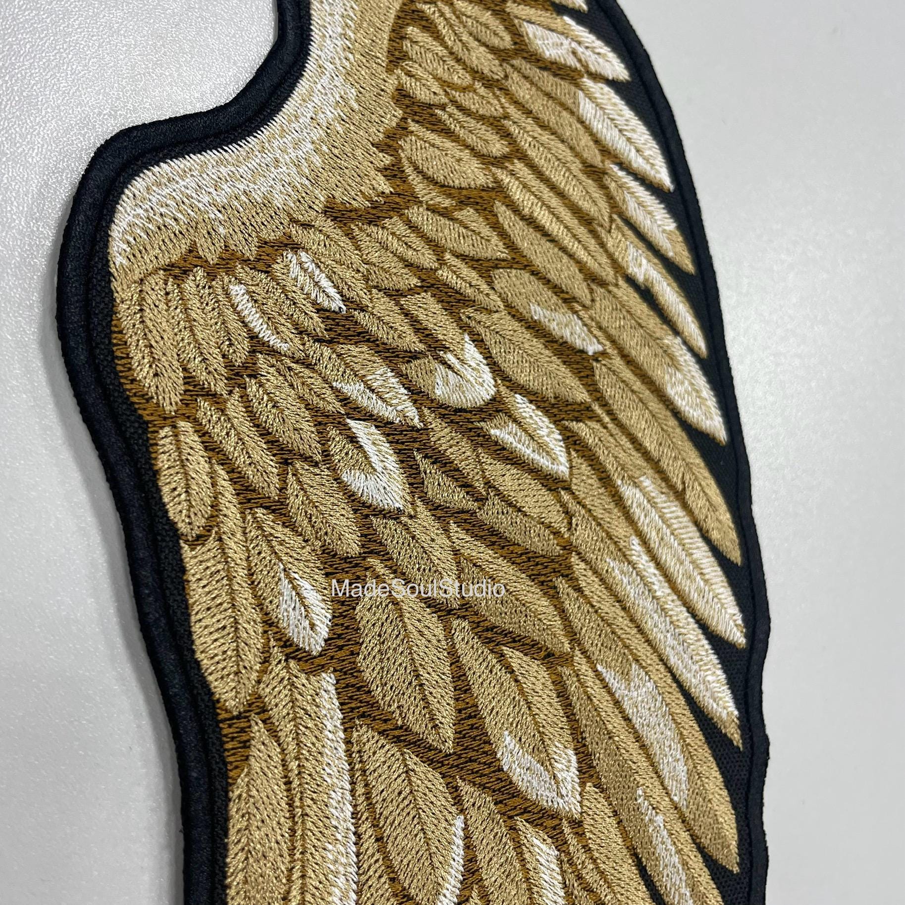 Embroidered Golden Angel Wings Patch Set: Iron on Jacket Patches - Etsy