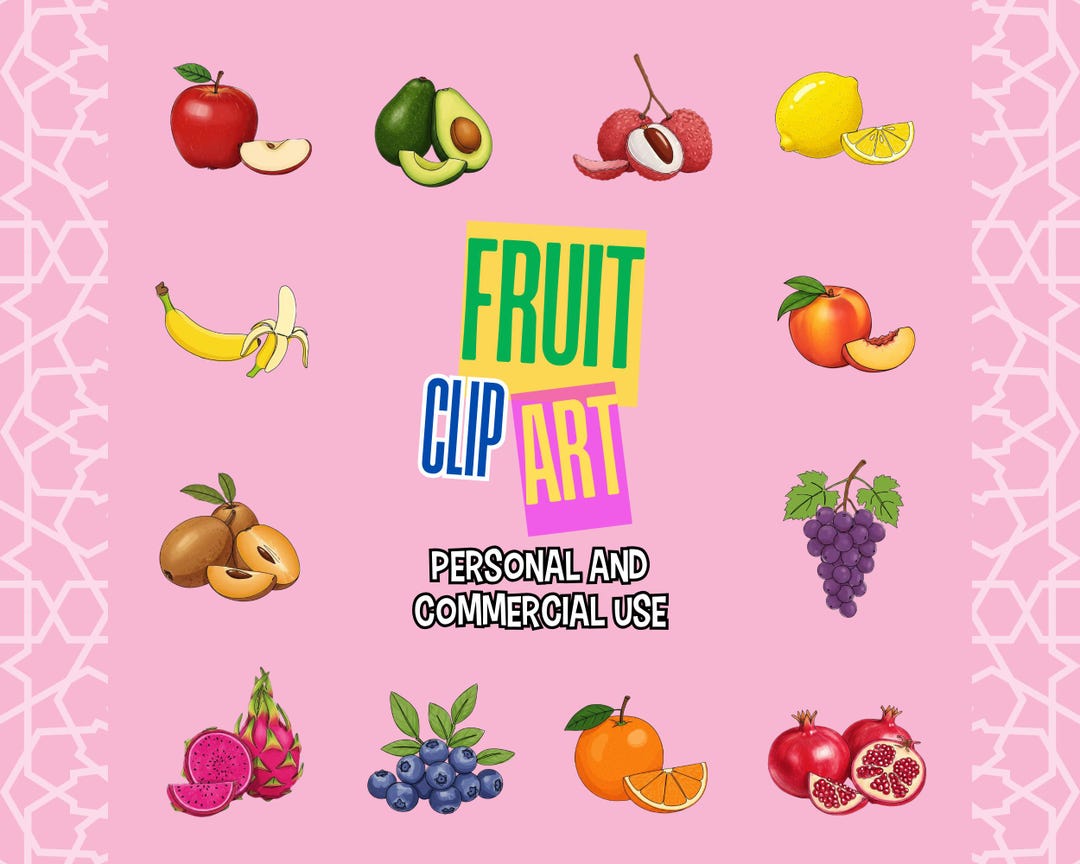 Fruit Clip Art, Fruit Clip Art Set, Fruit Illustration, Fruit Sticker ...