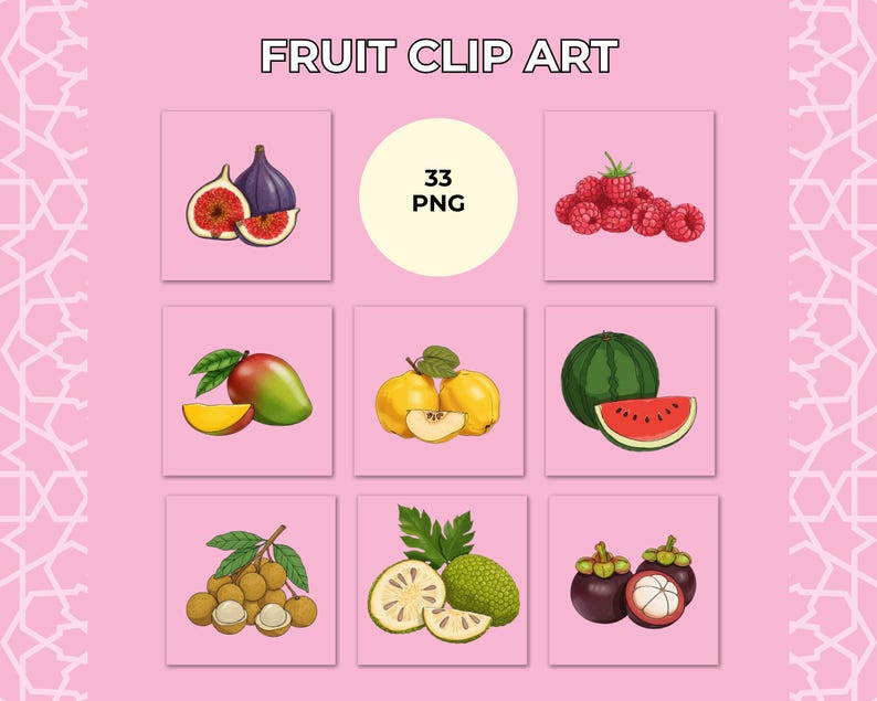 Fruit Clip Art, Fruit Clip Art Set, Fruit Illustration, Fruit Sticker ...