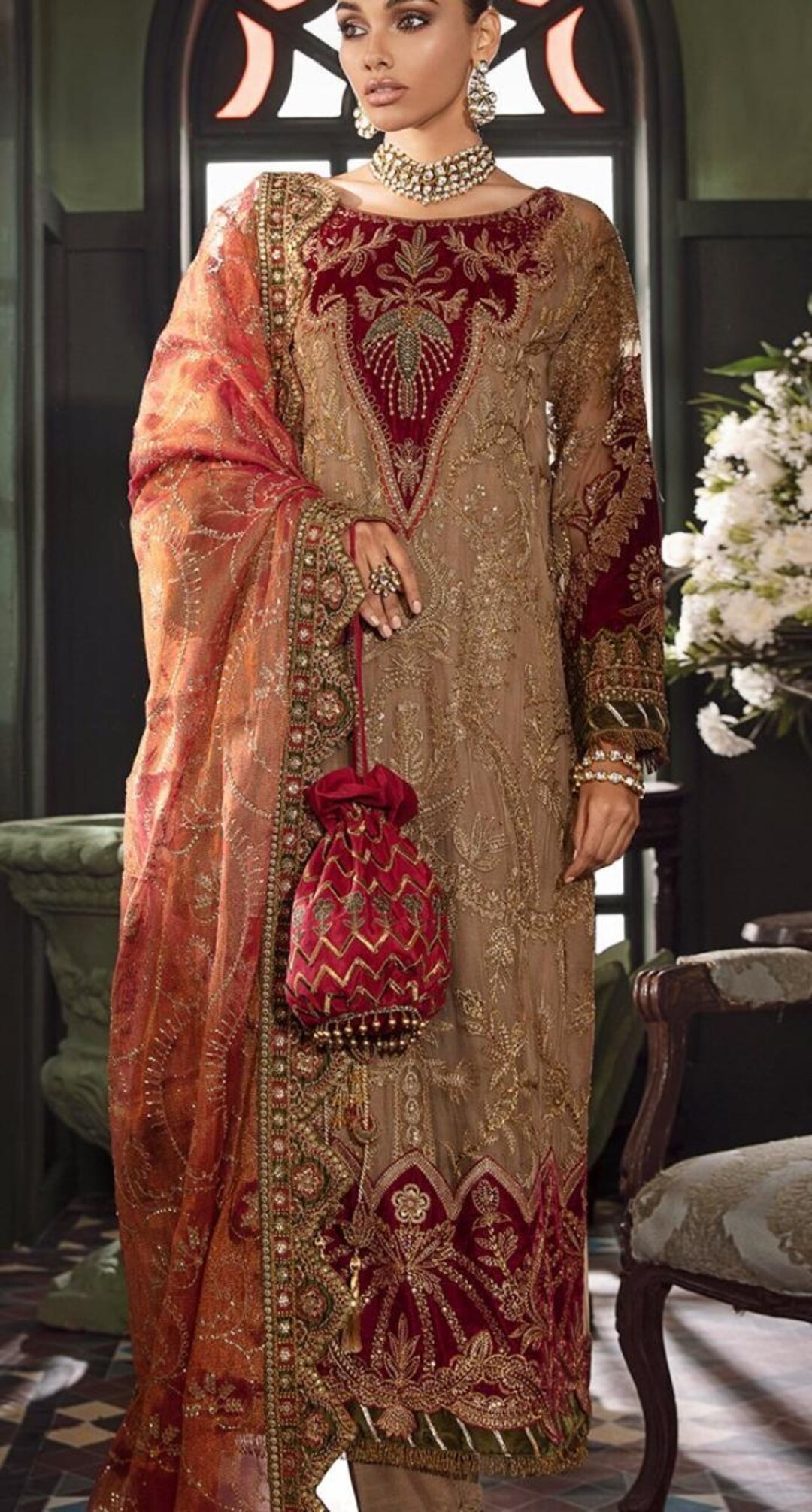 Pakistani Winter Collection Chiffon With Long Dupatta Ready-made ...