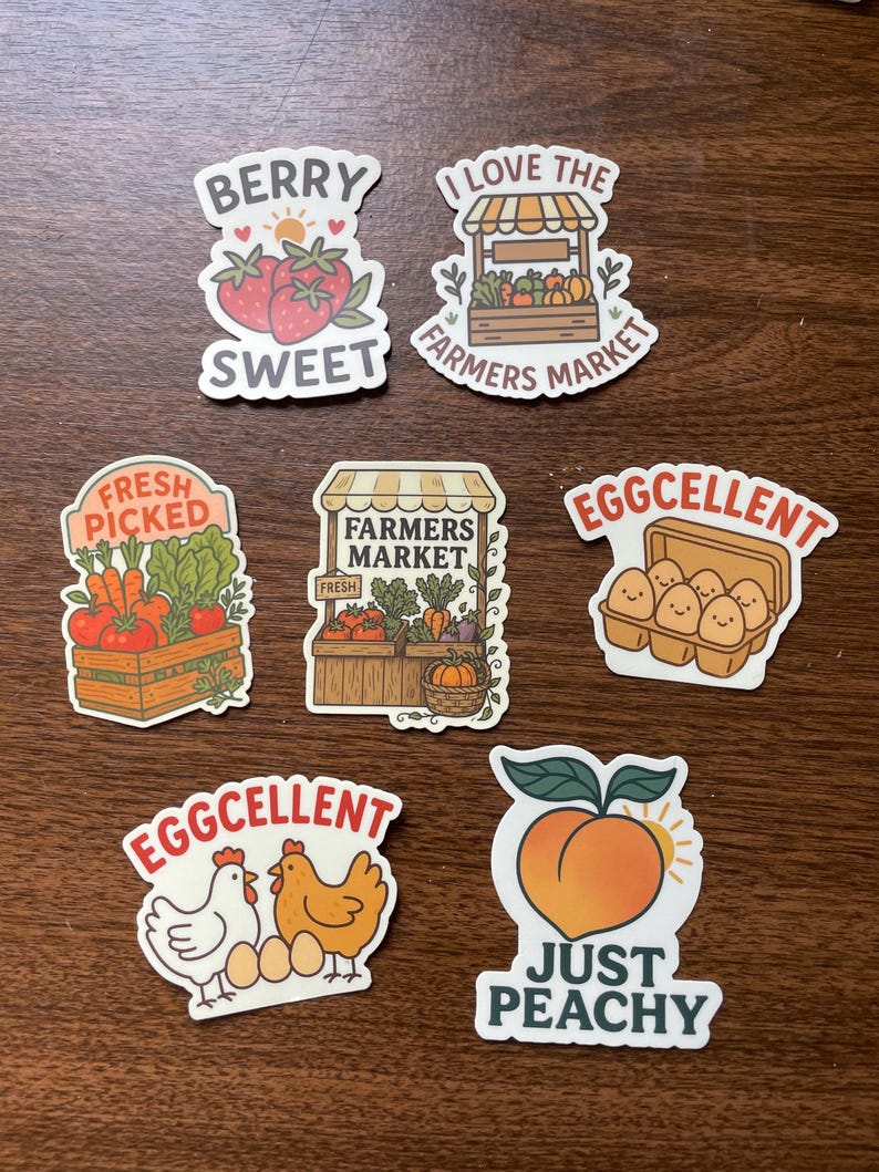 Farmers Market Sticker Pack – Cute Market, Garden, and Egg Designs ...