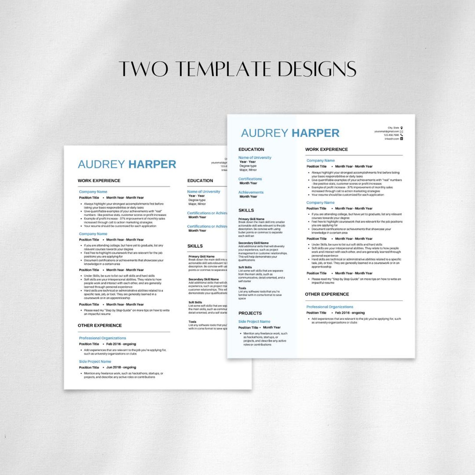 Simple Linkedin Resume Canva Template | Professional CV | Modern Design ...