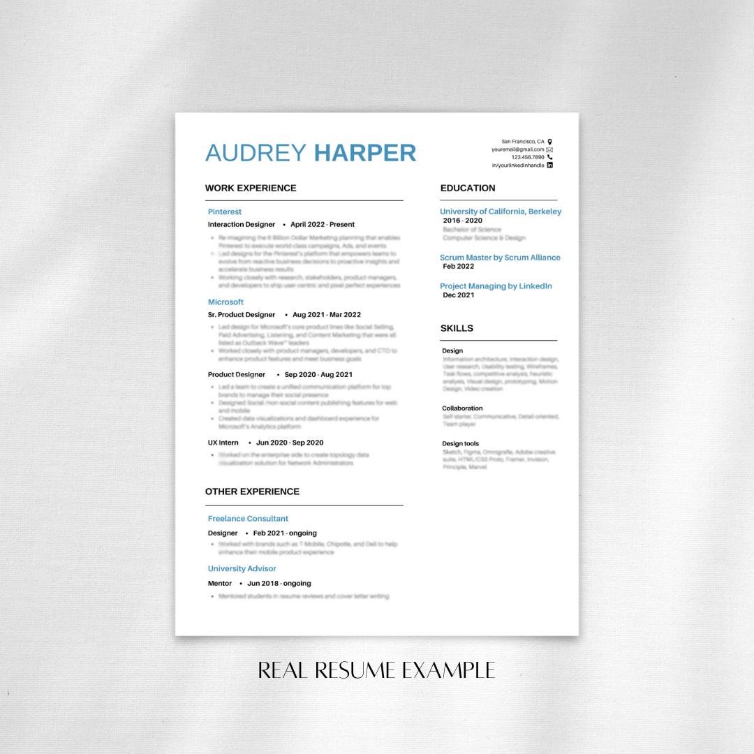 Simple Linkedin Resume Canva Template | Professional CV | Modern Design ...