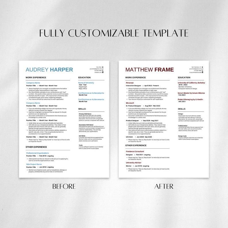 Simple Linkedin Resume Canva Template | Professional CV | Modern Design ...