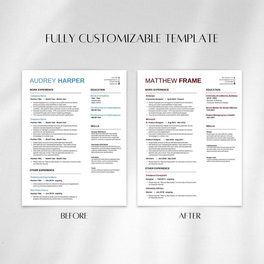 Simple Linkedin Resume Canva Template | Professional CV | Modern Design ...