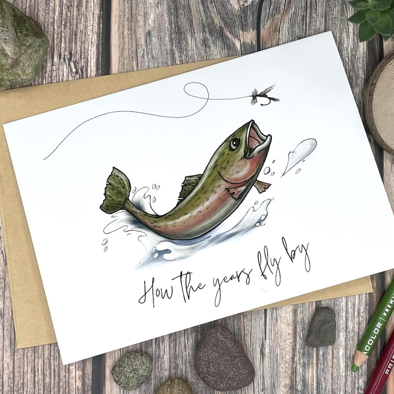 Fly Fishing Blank Card - Etsy