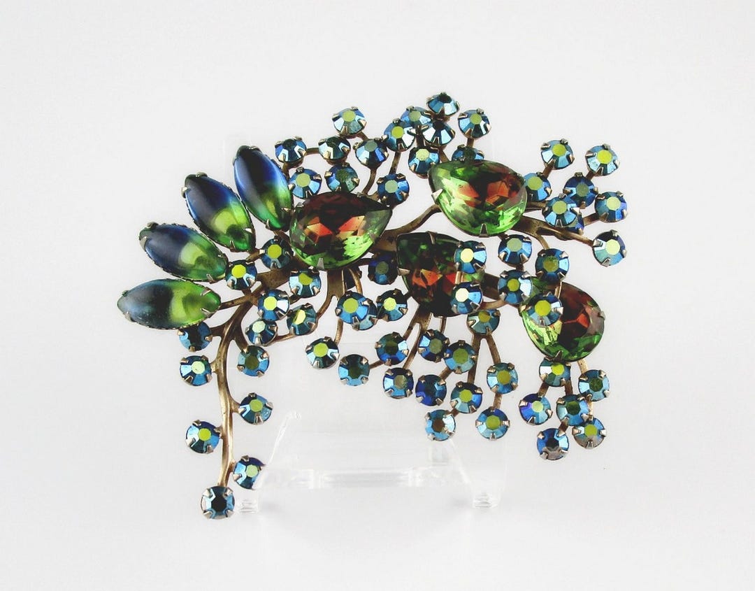 Brooch Aurora Borealis Watermelon Rhinestones 1930 - Etsy