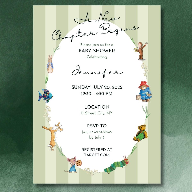 A New Chapter Begins Baby Shower Invitation | Storybook Baby Shower ...