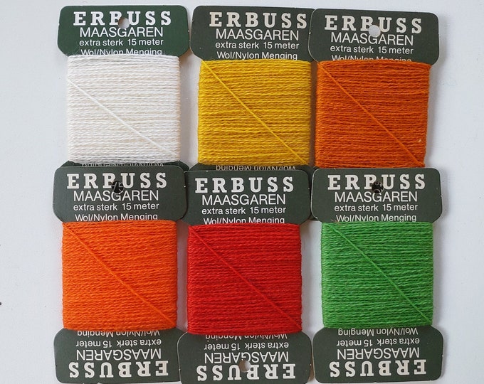 Vintage Mending Yarn, 6 Colors New Old Stock Wool Cards, Darning Thread ...