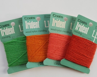 Vintage Mending Yarn, 6 Colors New Old Stock Wool Cards, Darning Thread ...