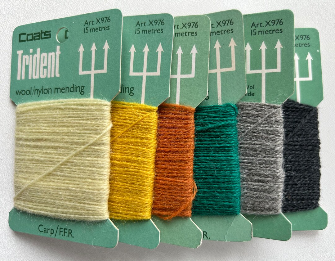 Vintage Mending Yarn, 6 Colors New Old Stock Wool Cards, Darning Thread ...