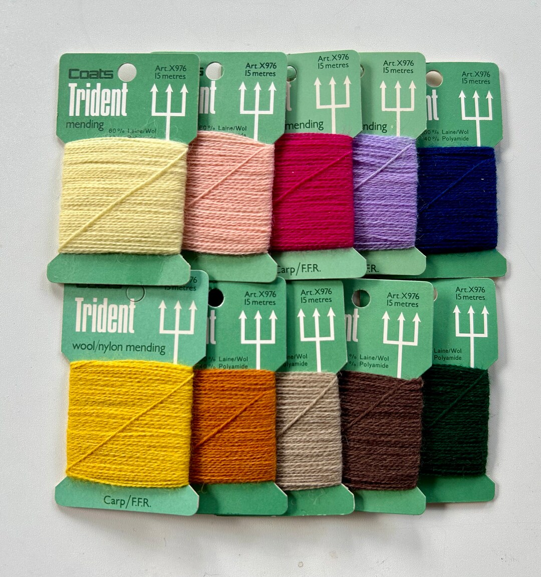 Vintage Mending Yarn, 10 Colors New Old Stock Wool Cards, Darning ...
