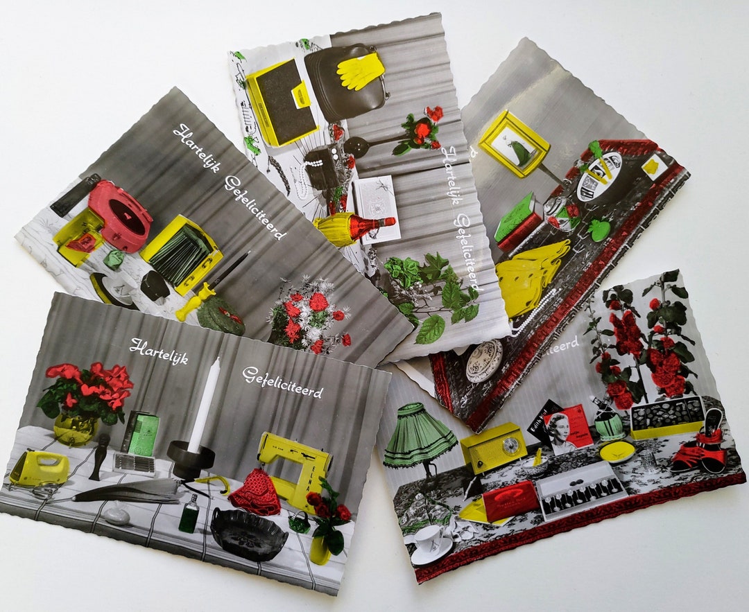 Set of 5 Unique 1950s Photo Postcards / Colorized Black and White ...