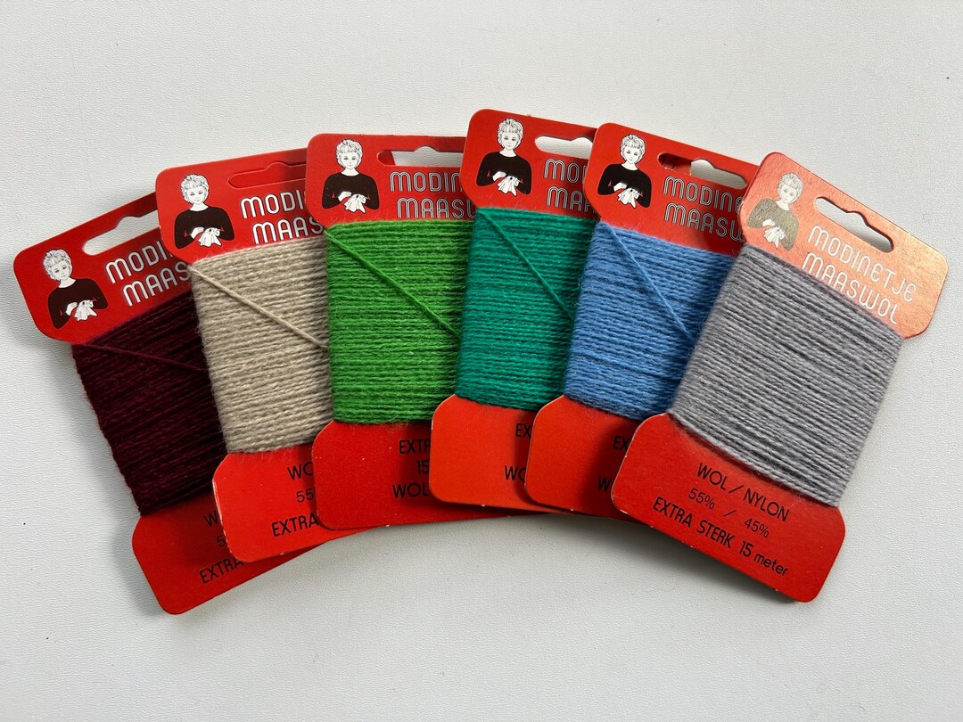 6 Colors New Old Stock Wool Cards, MODINETJE Maaswol Vintage Mending ...