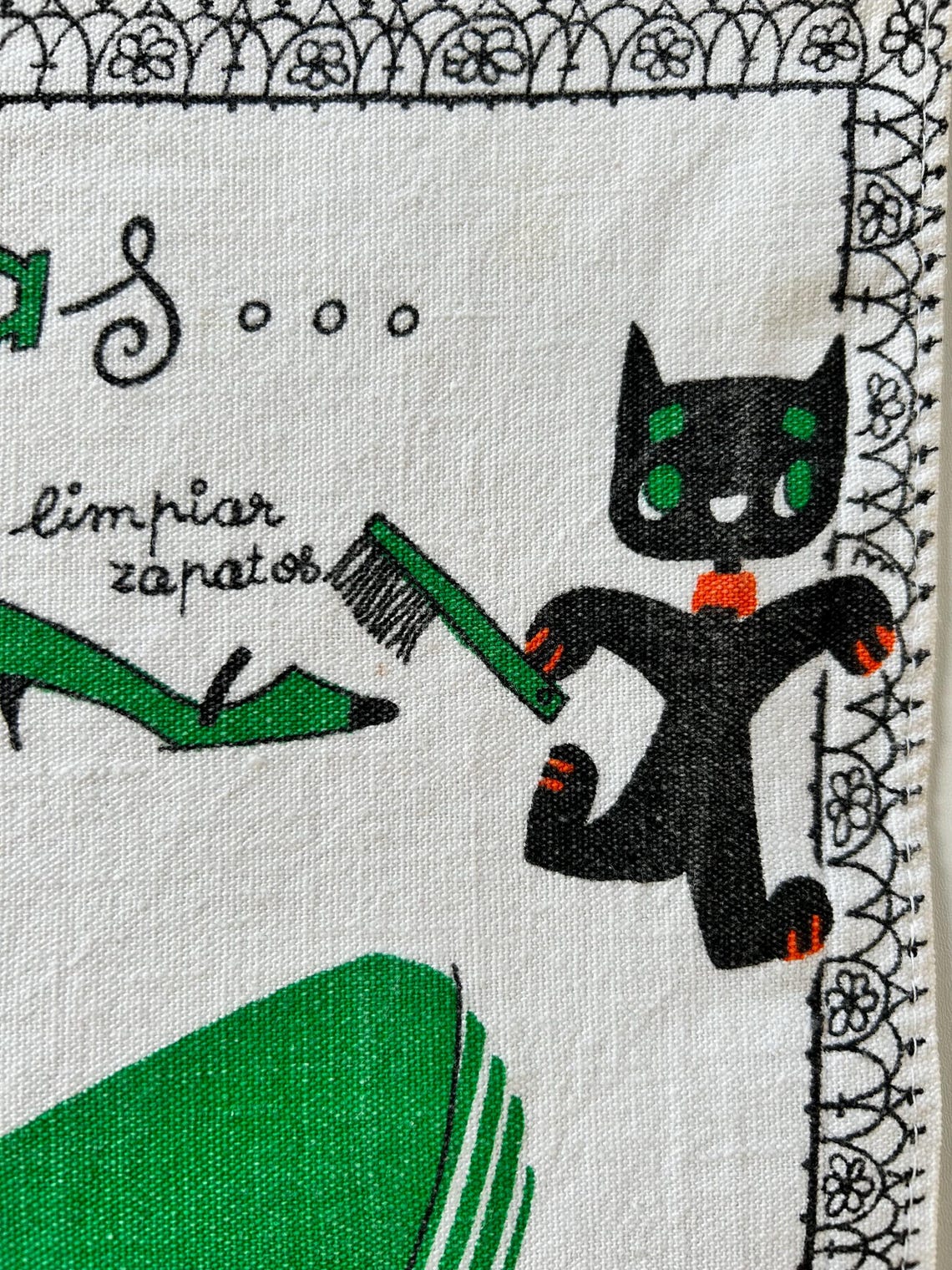 60s Vintage Tea Towel, Rare Linen Spanish 1960s Cloth, Funny Wall ...