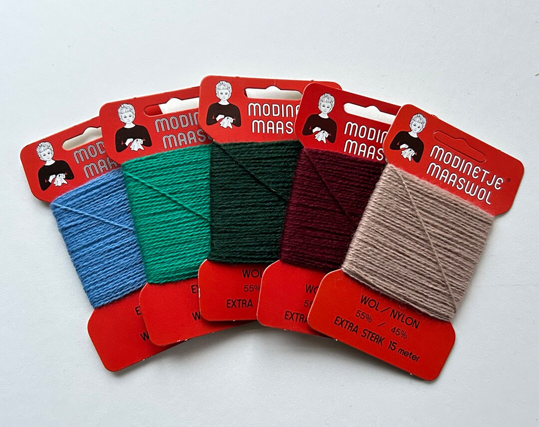 5 Colors New Old Stock Wool Cards, MODINETJE Maaswol Vintage Mending ...