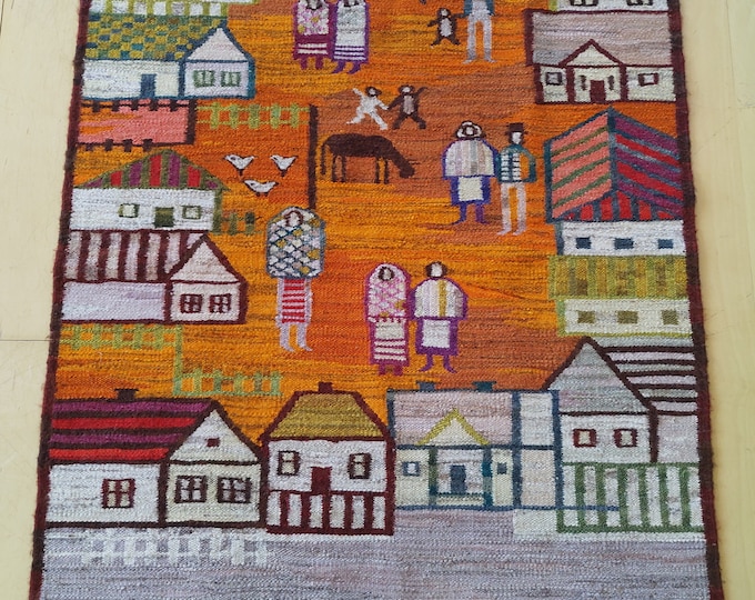 XXL Tapestry by Piotr GRABOWSKI , Cepelia Opolska Wool Rug, 1960s ...