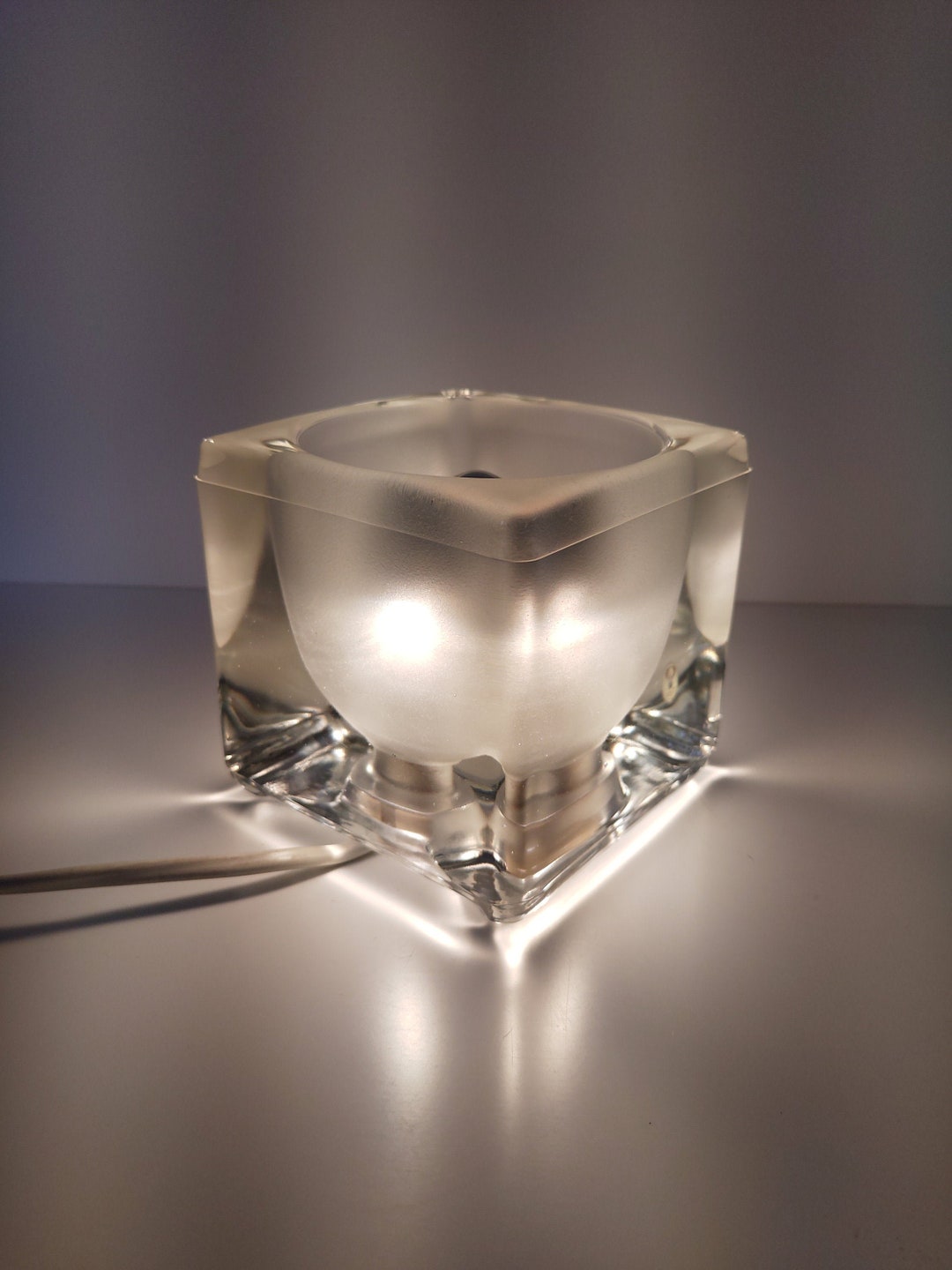 Frosted Ice Cube Lamp / 1970s German Table Desk Light / Peill & Putzler ...